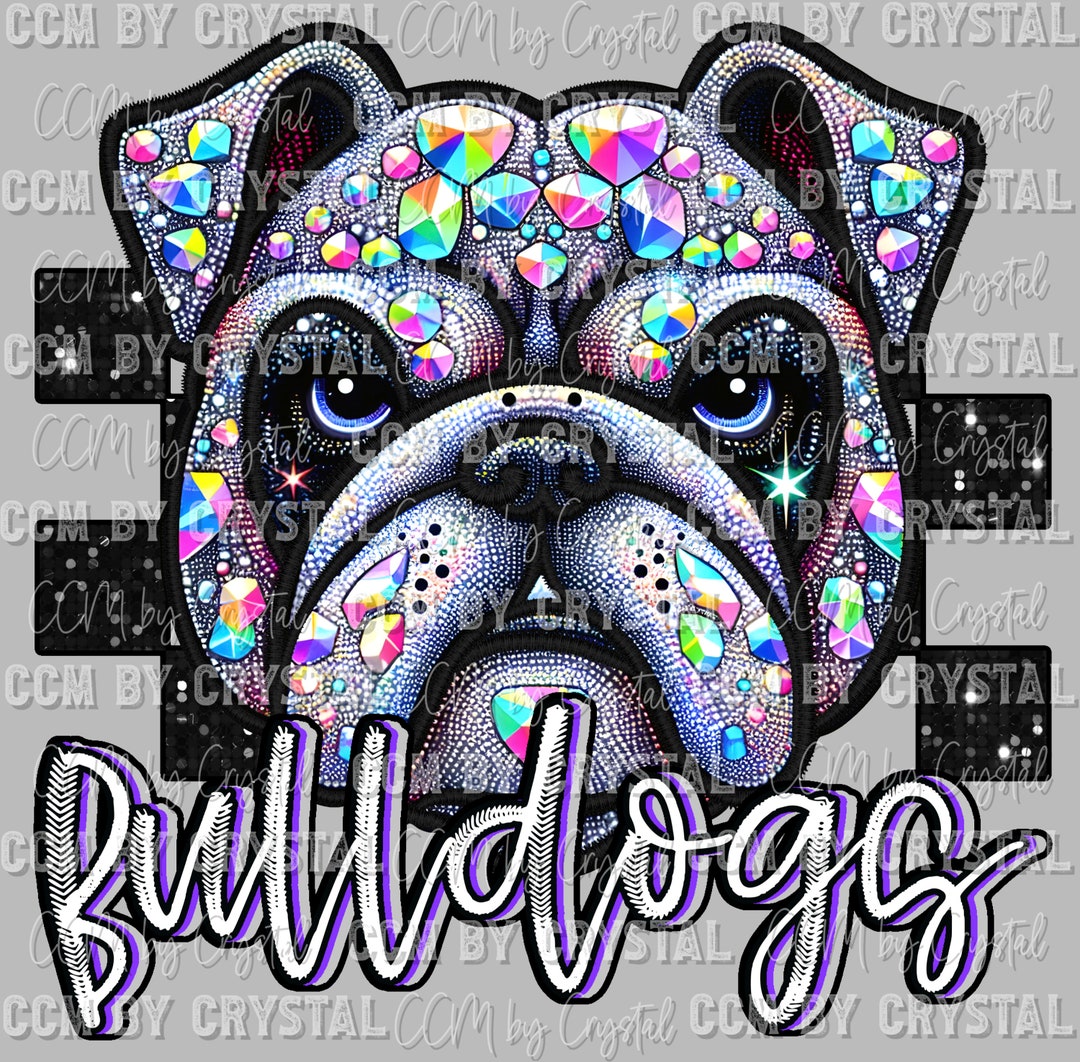 Bulldogs Mascot Faux Rhinestone Effect Ready to Press Transfer Direct ...
