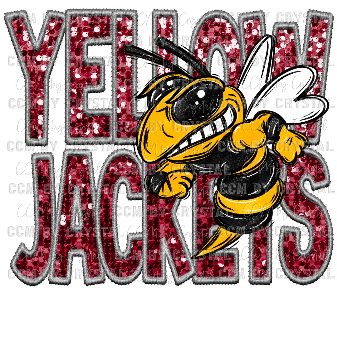 Yellow Jackets Faux Embroidery Faux Sequin Mascot Ready to Press ...