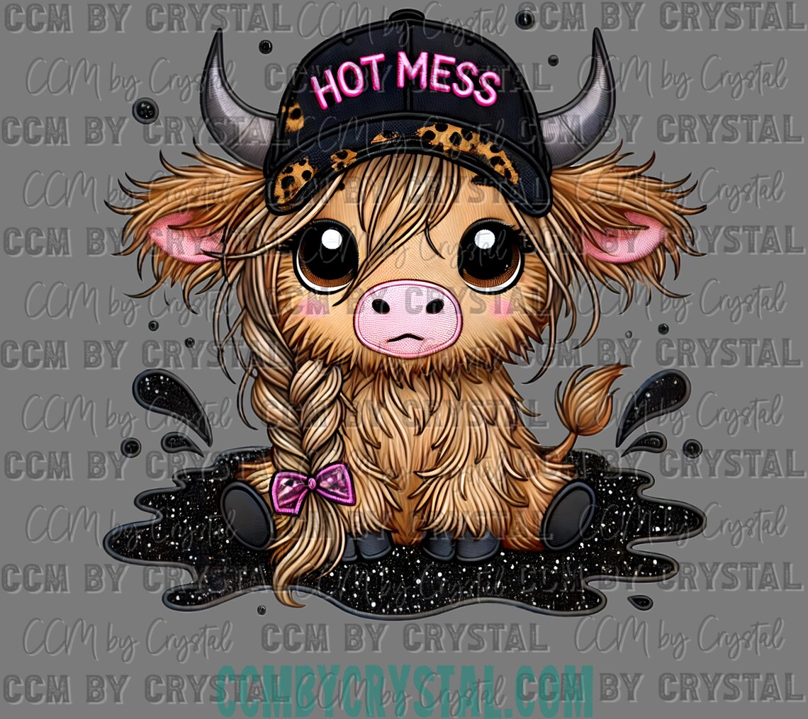 Hot Mess Highland Cow Ready to Press Transfer Direct to Film DTF ...