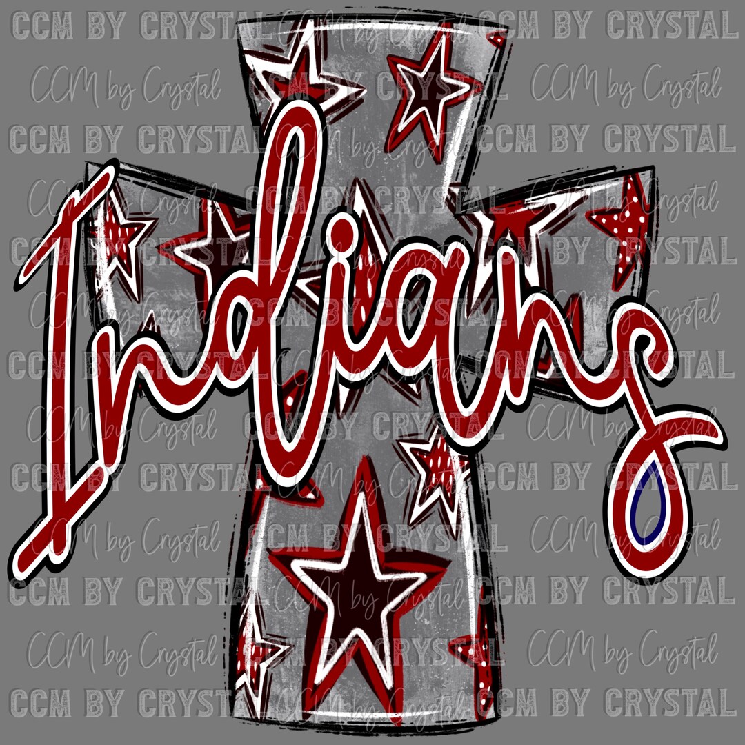 Indians Mascot Maroon Cross Ready to Press Transfer Direct to Film DTF ...