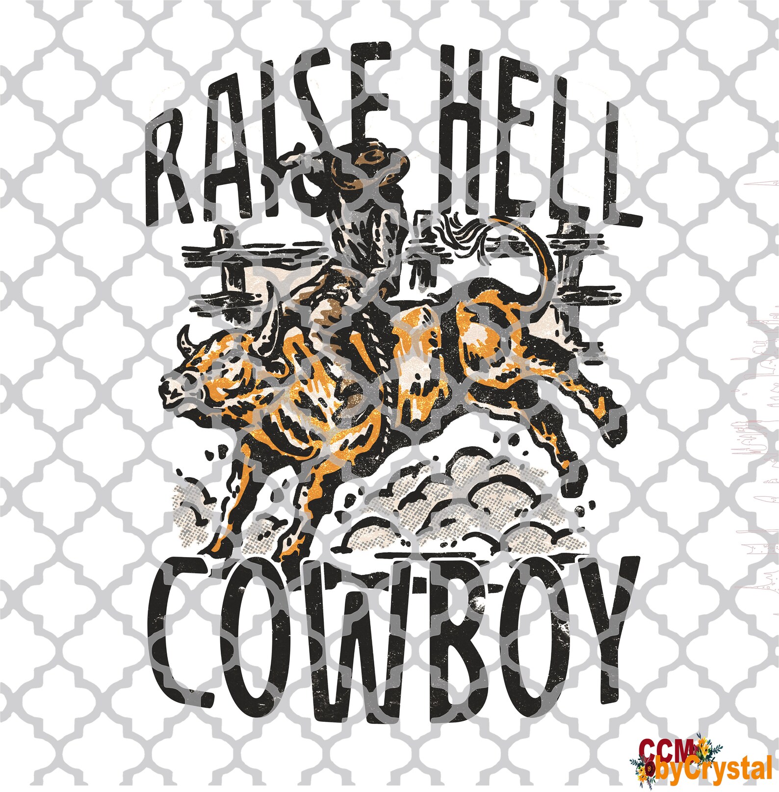 Raise Hell Cowboy Western Rodeo Bullriding Transfer DTF - Etsy
