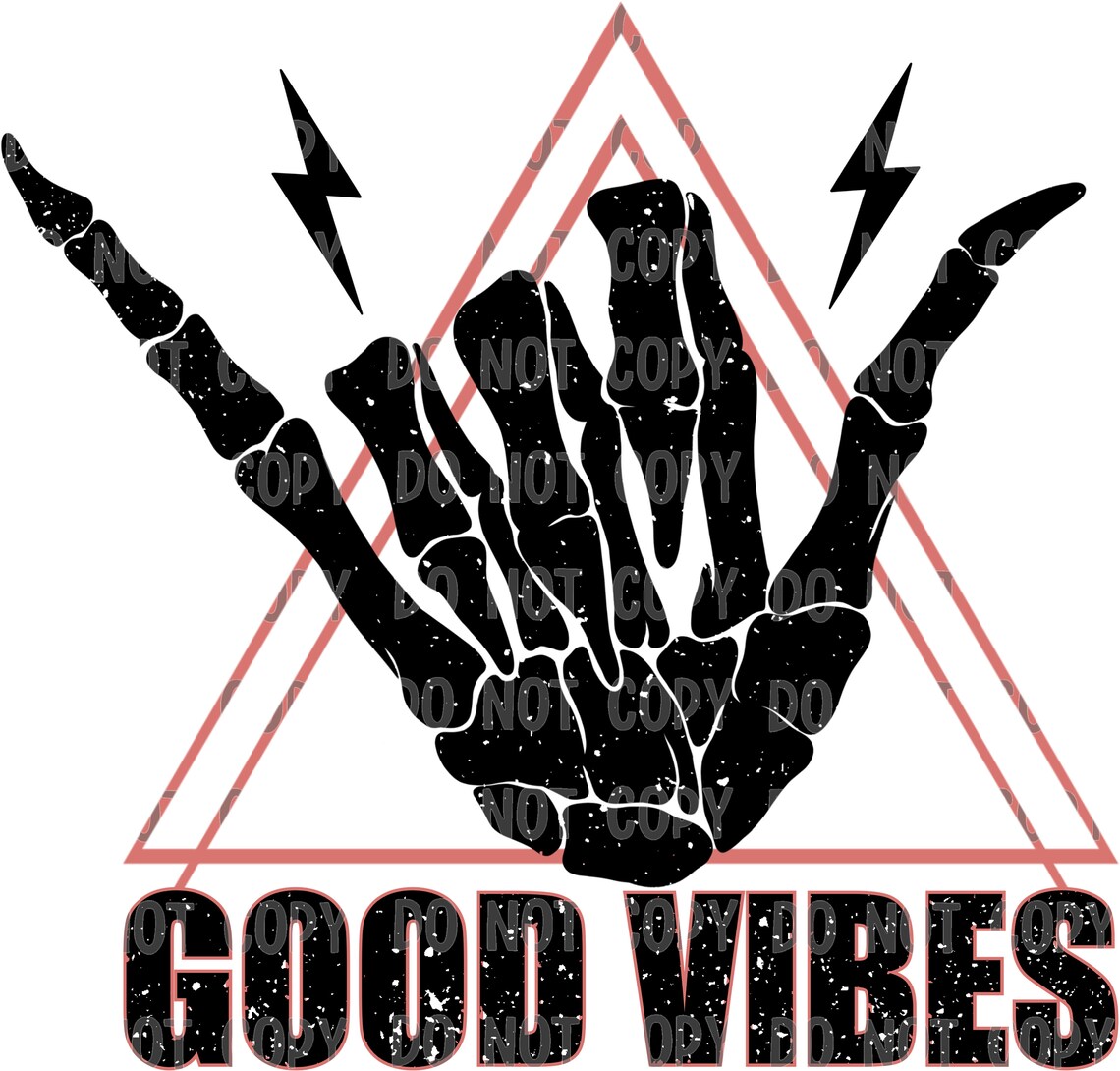 Good Vibes Skeleton Hand Transfer Ready to Press Transfers - Etsy