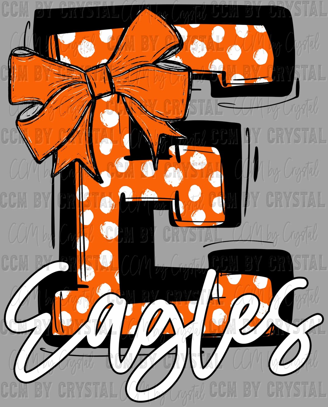 Eagles Orange Bow Dots Sports Mascot Ready to Press Transfer Direct to ...