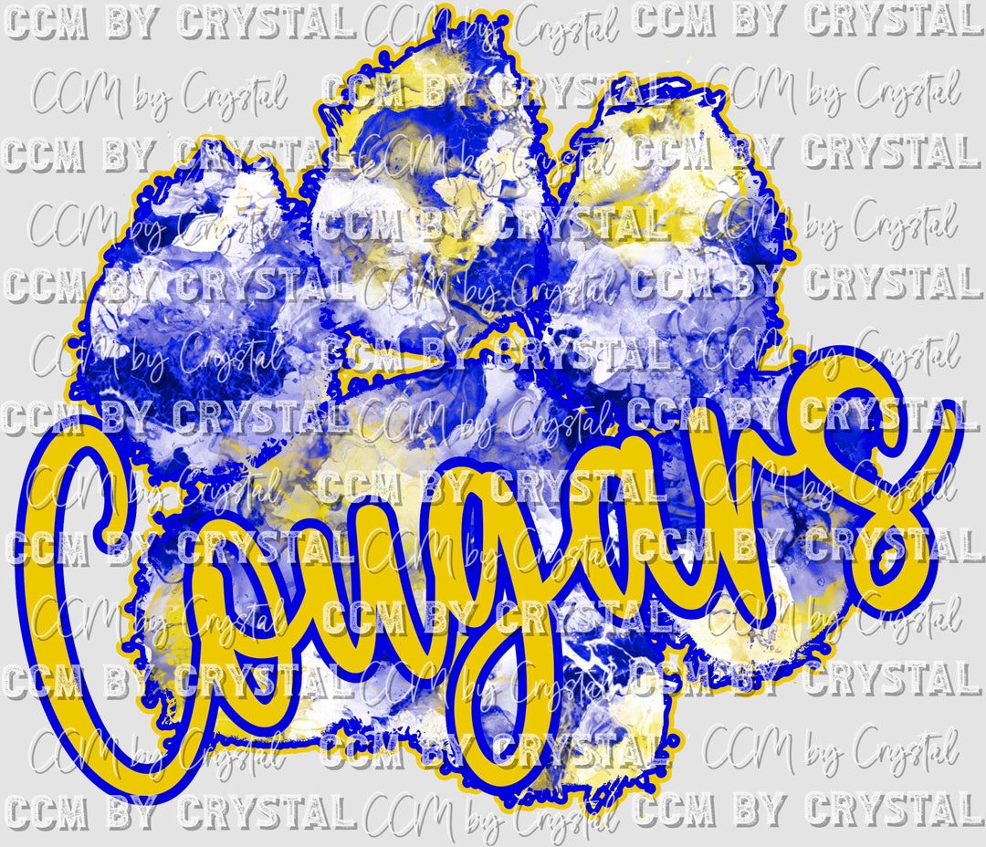 Cougars Blue Yellow Mascot Ready to Press Transfer Direct to Film DTF ...