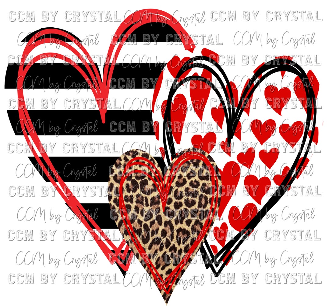 Three Hearts Leopard Valentine's Day PNG - Etsy