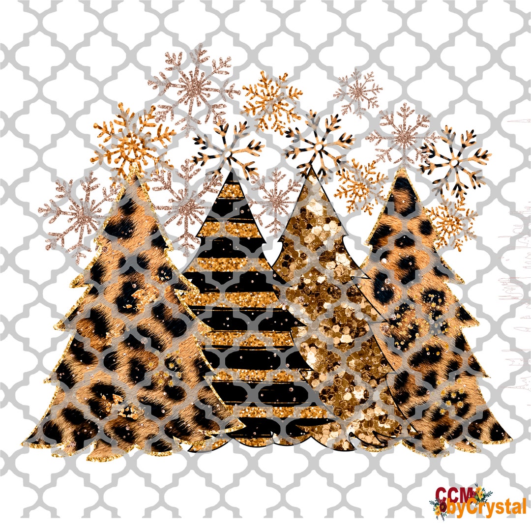 Gold and Leopard Christmas Trees Christmas Winter Direct to - Etsy