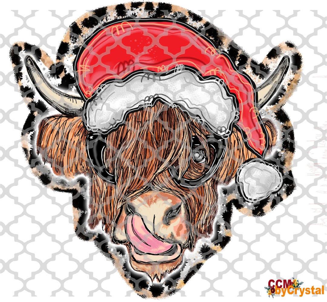 Ready to Press DTF Direct to Film Transfer Highland Cow Santa DTF ...