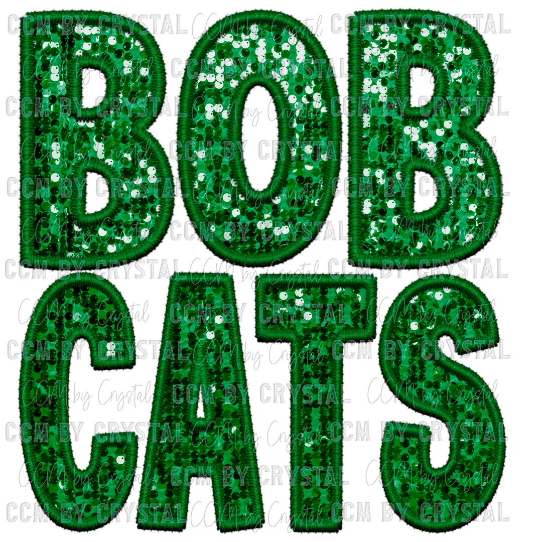 Bobcats Faux Embroidery Faux Sequins Ready to Press Transfer Direct to ...
