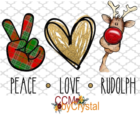 Peace Love Rudolph SVG PNG | Etsy