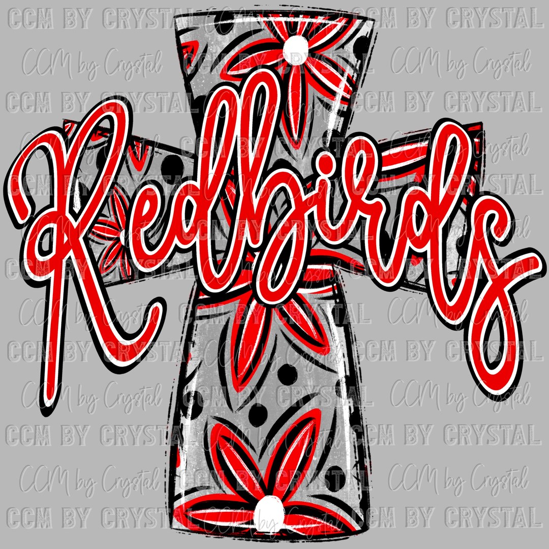 Redbirds Mascot Cross Red and Black Ready to Press Transfer Direct to ...