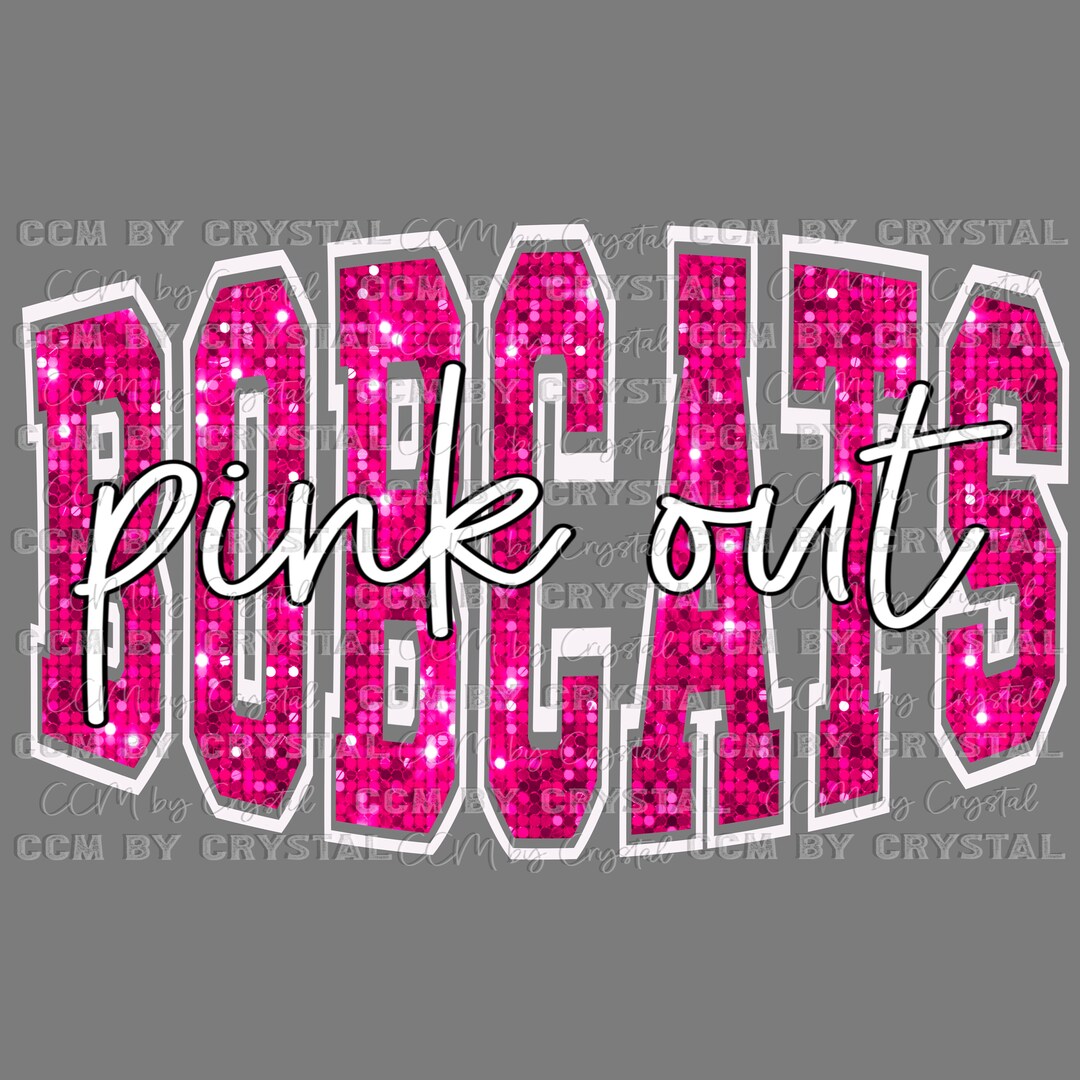 Bobcats Pink Out Mascot Faux Sequins Ready to Press Transfer DTF ...