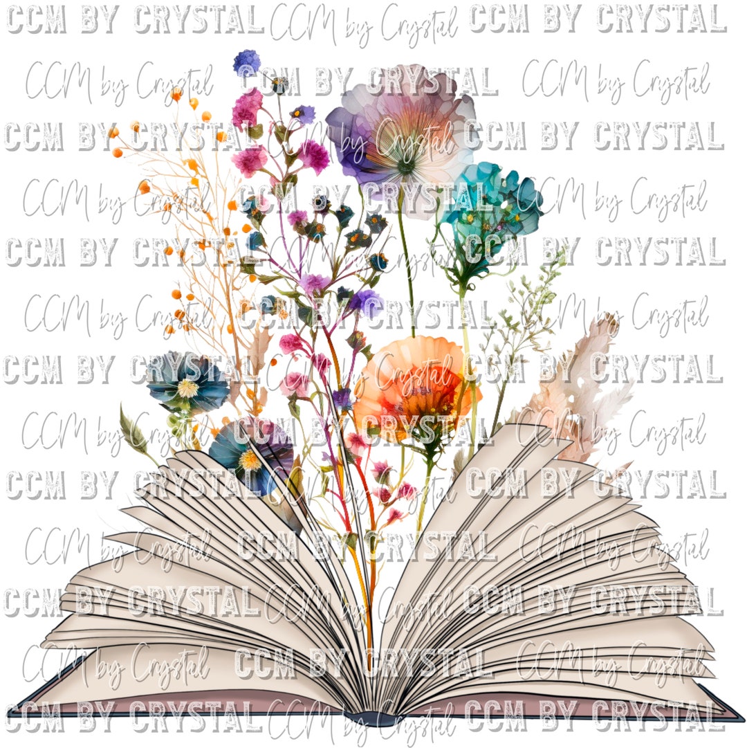 Book With Flowers Reading Transfer Direct to Film DTF Transfers ...