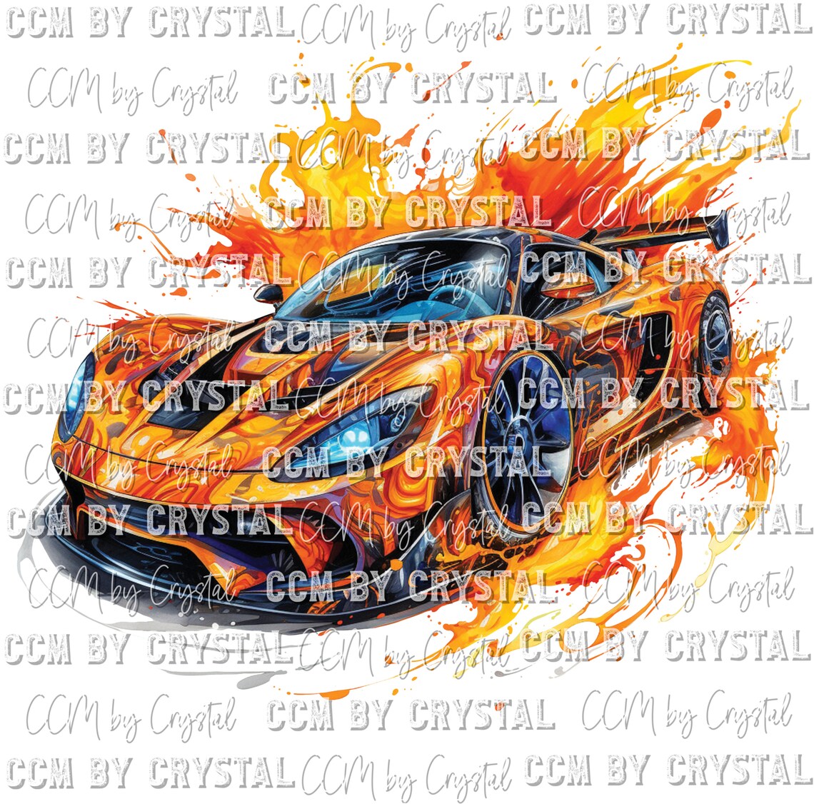 Orange Race Car Ready to Press Transfer Direct to Film DTF Transfers ...