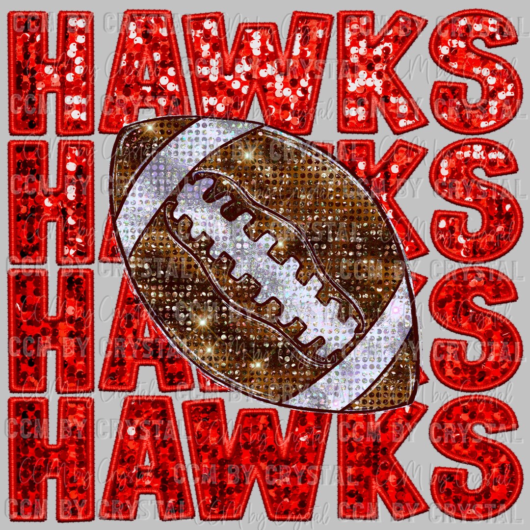 Red Hawks Football Mascot Faux Sequins Faux Embroidery Ready to Press ...