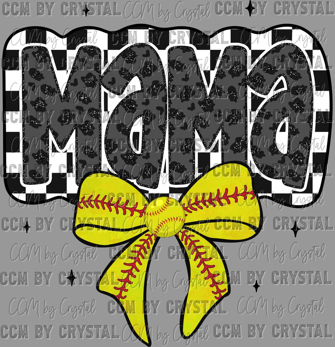 Softball Mama Checkered Day Ready to Press Transfer DTF Transfers ...