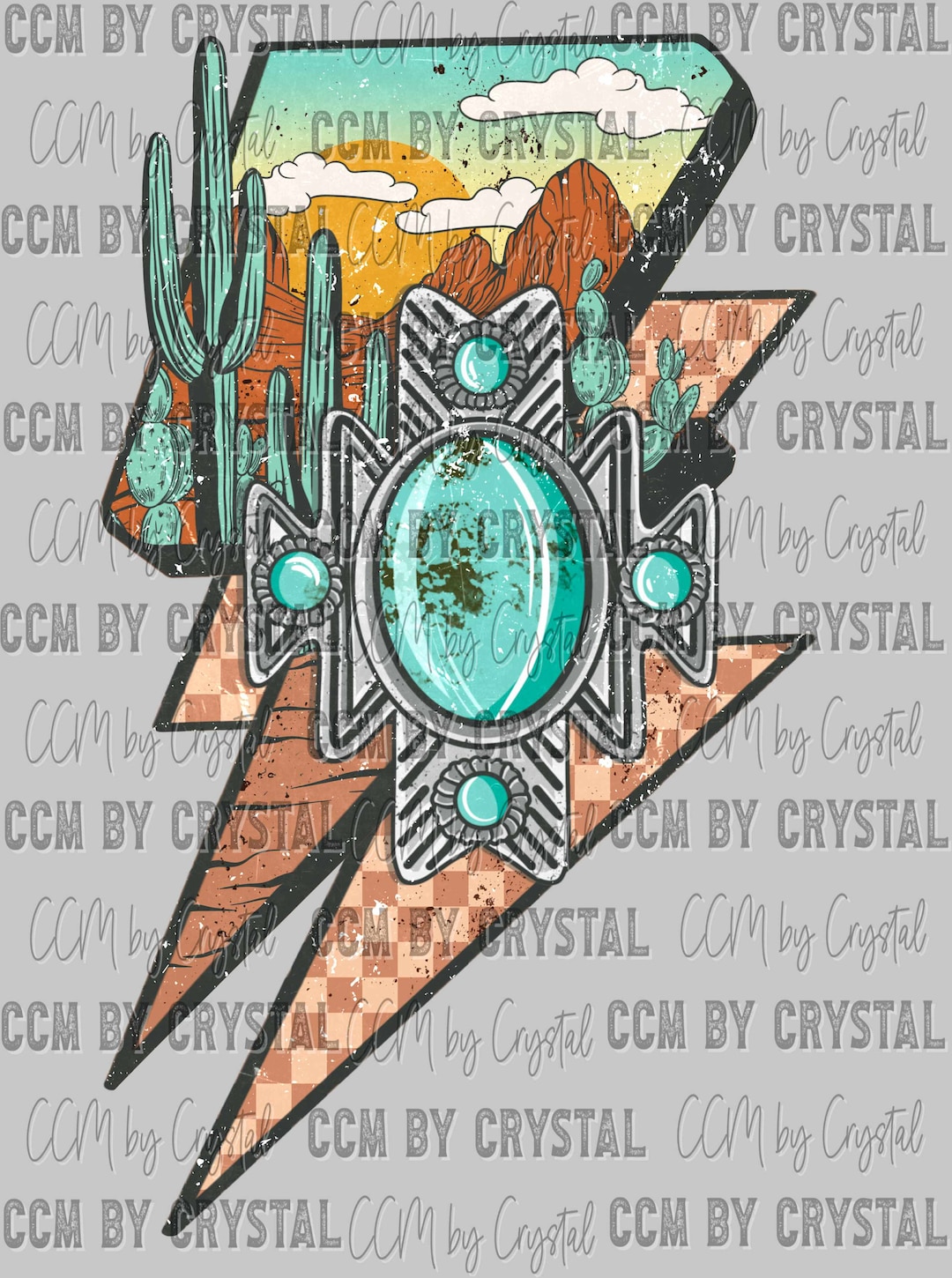 Western Lightning Bolt Concho Ready to Press Transfer Direct to Film ...