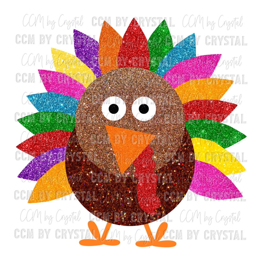 Retro Thanksgiving Fall Glitter Turkey Ready to Press Transfer Direct ...