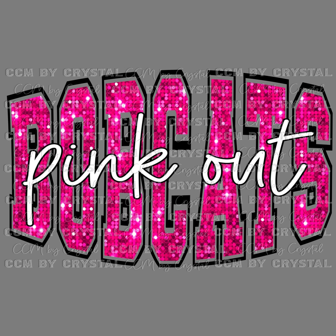 Bobcats Pink Out Mascot Faux Sequins Ready to Press Transfer DTF ...