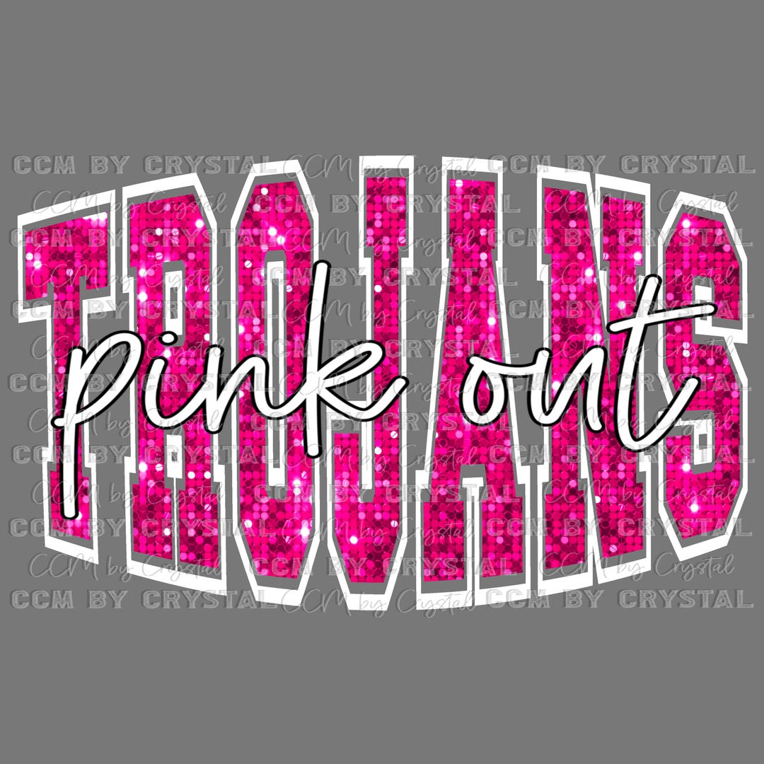 Trojans Pink Out Faux Sequins Ready to Press Transfer Direct to Film ...