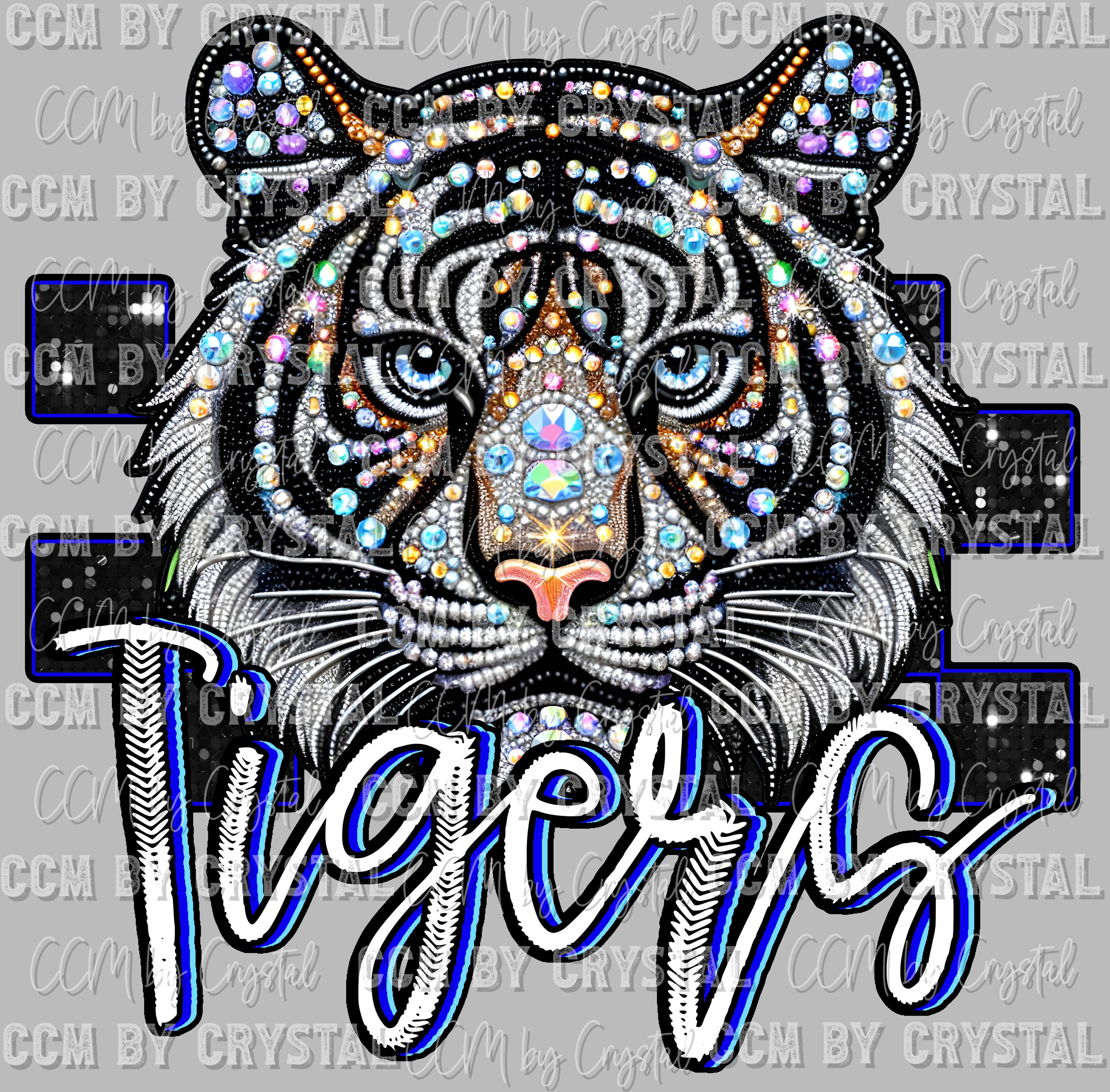Tigers Mascot Faux Rhinestone Effect Ready to Press Transfer Direct to ...