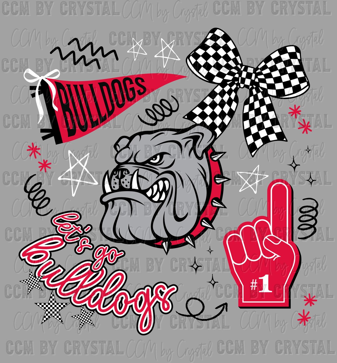 Let's Go Bulldogs Red Mascot Ready to Press Transfer Direct to Film DTF ...