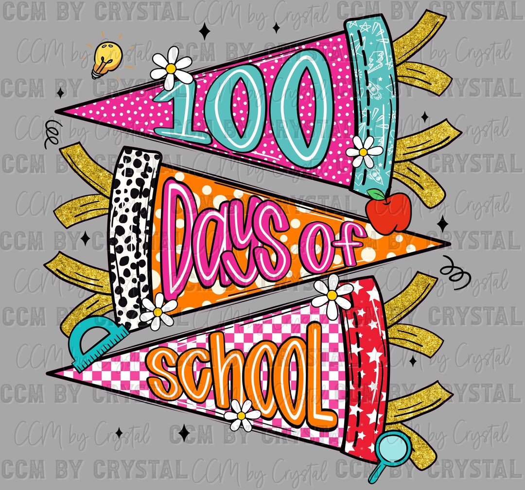 100 Days of School Flag Pennants Ready to Press Transfer Direct to Film ...