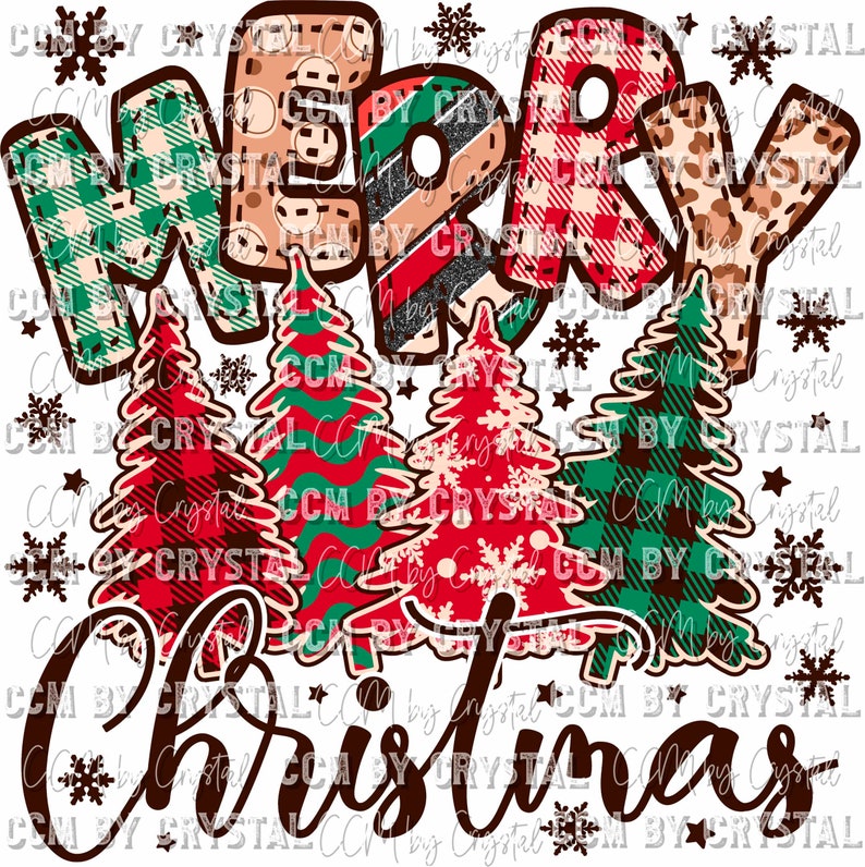 Merry Christmas Trees Transfer DTF Transfers Sublimation Transfer DTF ...