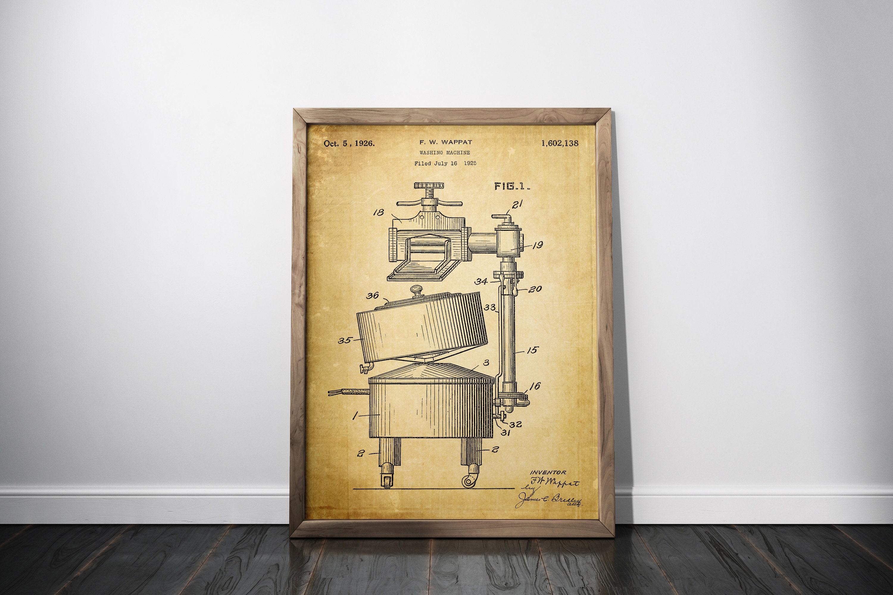 Washing Machine 1926 Patent Print Washer Wall Decor Laundry | Etsy