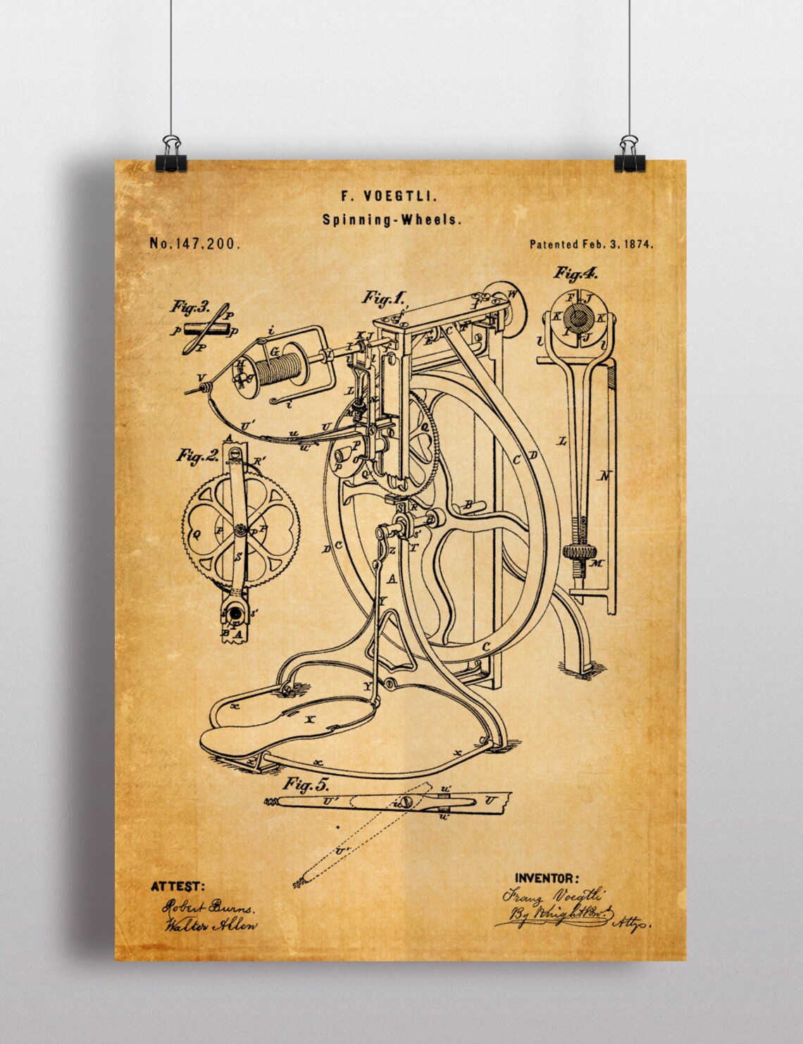Spinning Wheel 1874 Patent Print Spinning Wheel Patent - Etsy UK