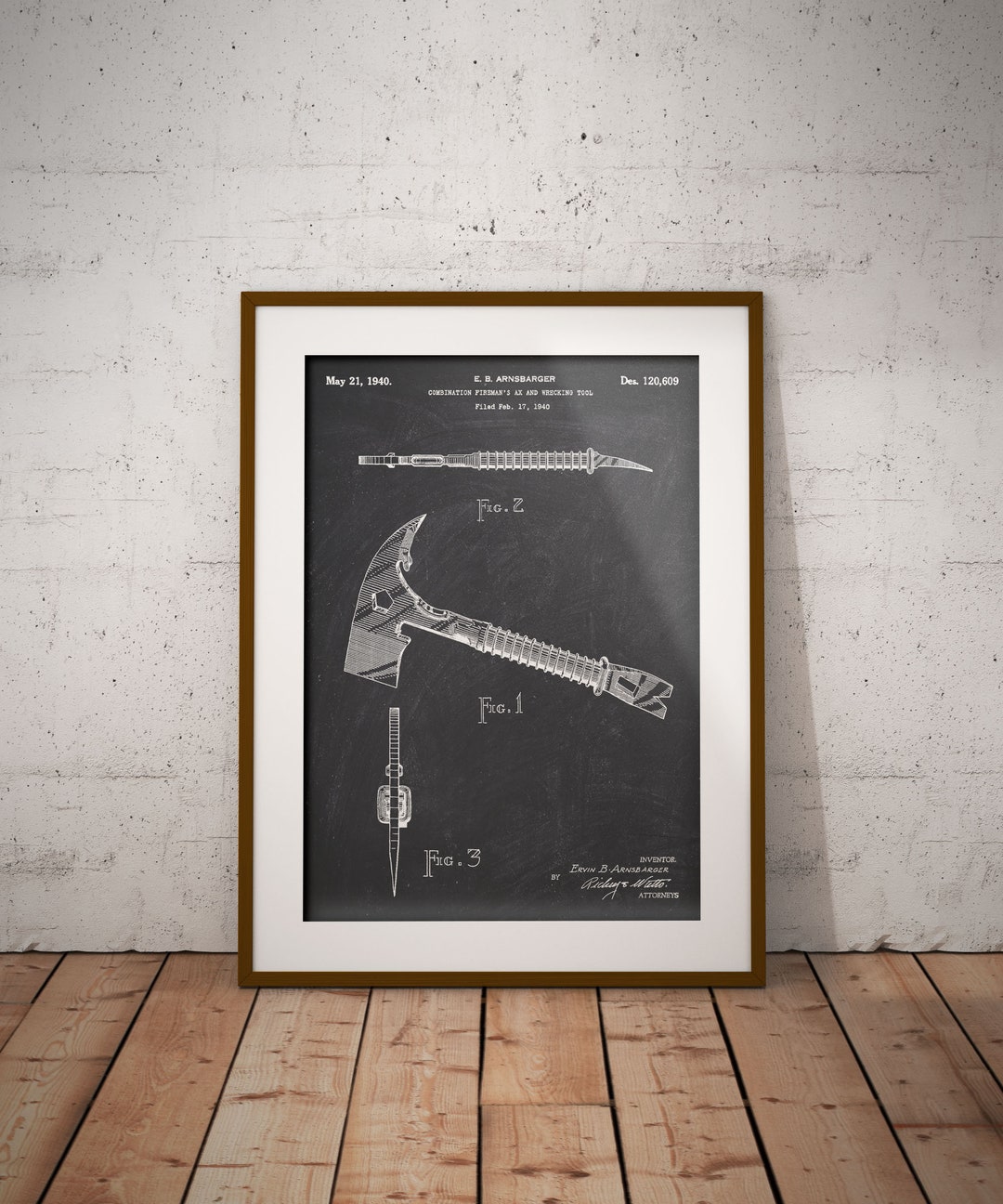 Firefighters Axe Patent, Fireman's Axe Patent, Wrecking Tool Print ...