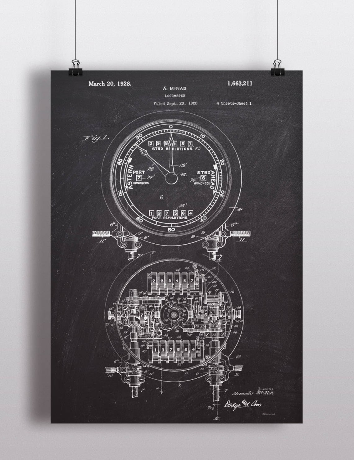 Marine Logo meter Patent Art Print Boat's Logometer | Etsy