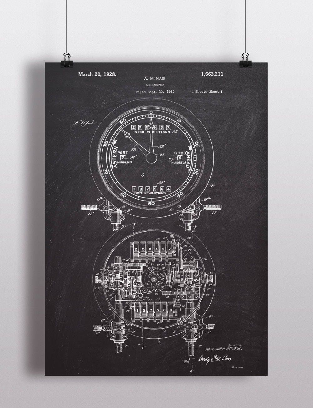 Marine Logo meter Patent Art Print Boat's Logometer | Etsy