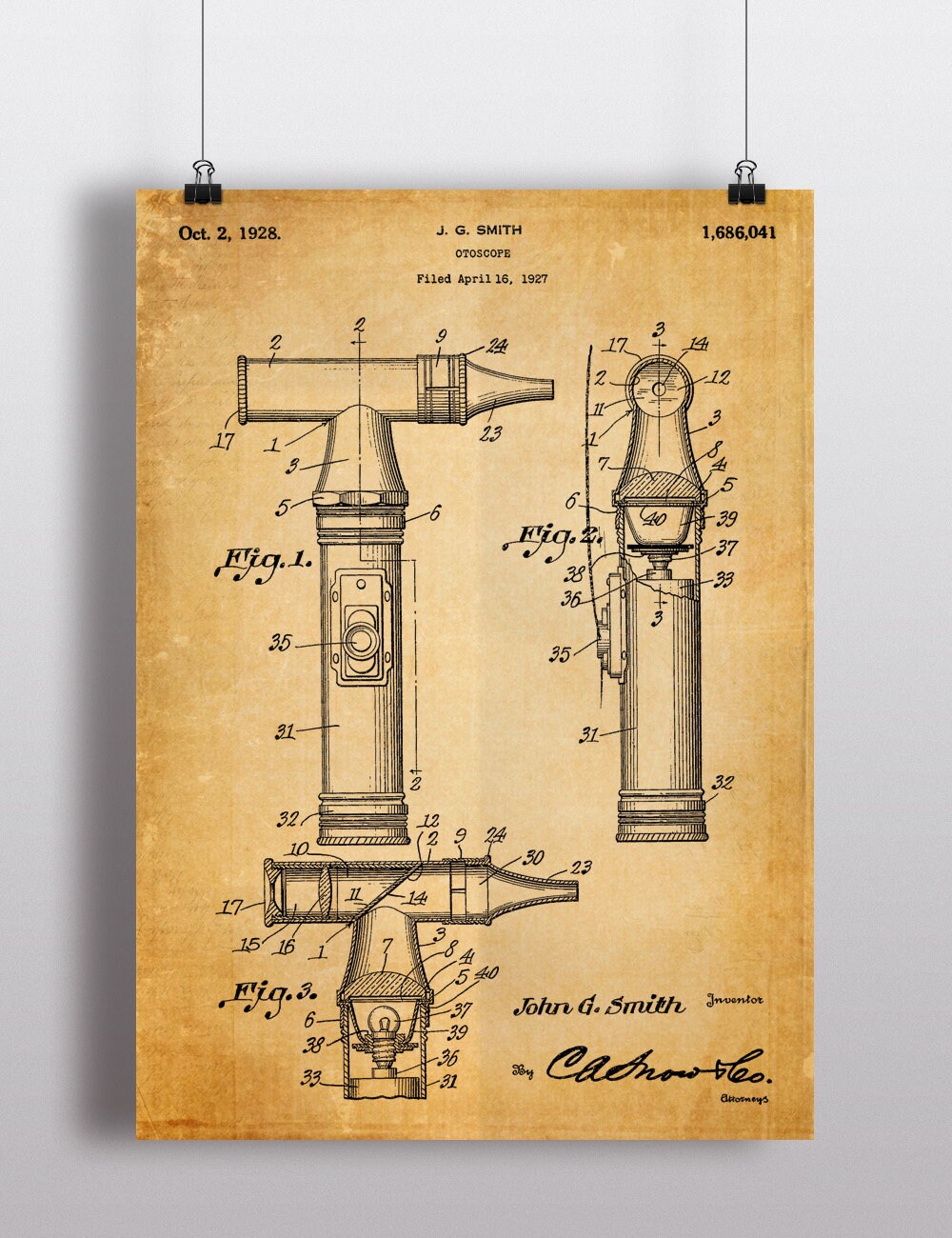Otoscope 1928 Patent Print Auriscope Patent Poster - Etsy