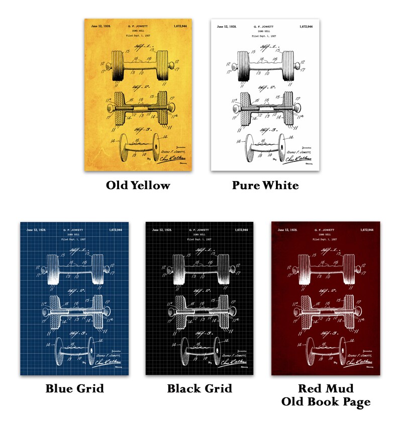 Dumbbell Print Dumbbell Patent Poster Gym Wall Decor - Etsy