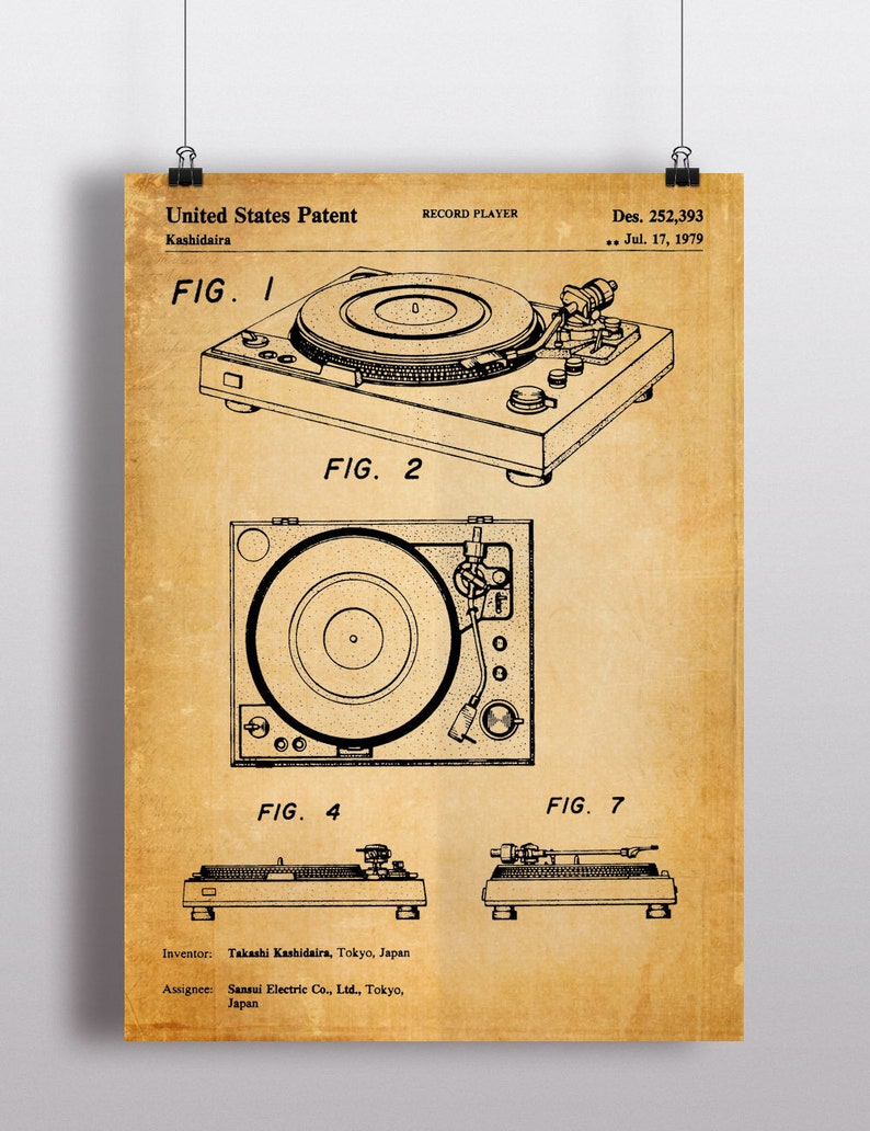 Record Player Patent Poster Turntable Patent Print Record - Etsy