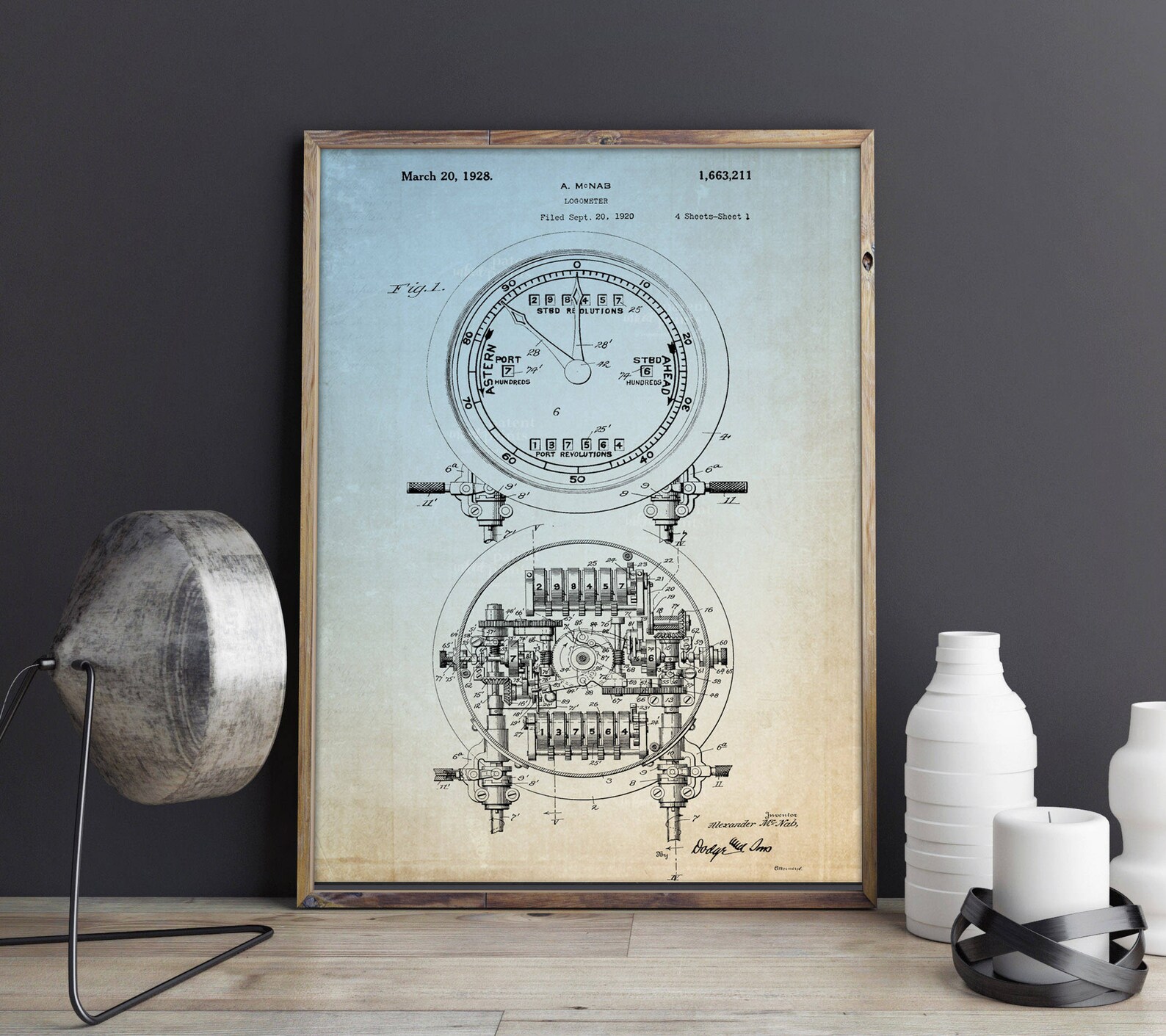 Marine Logo meter Patent Art Print Boat's Logometer | Etsy