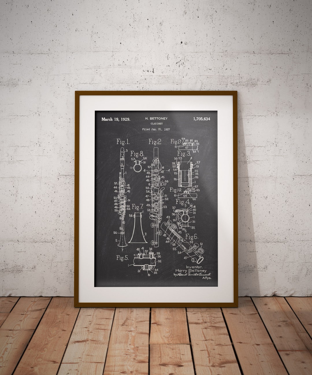 Clarinet 1929 Patent Poster, Clarinet Patent Print, Clarinet Blueprint ...