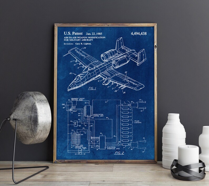 A10 Warthog Aircraft 1985 Patent Poster, A10 Warthog Plane Patent Print ...