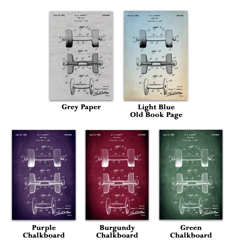 Dumbbell Print Dumbbell Patent Poster Gym Wall Decor - Etsy