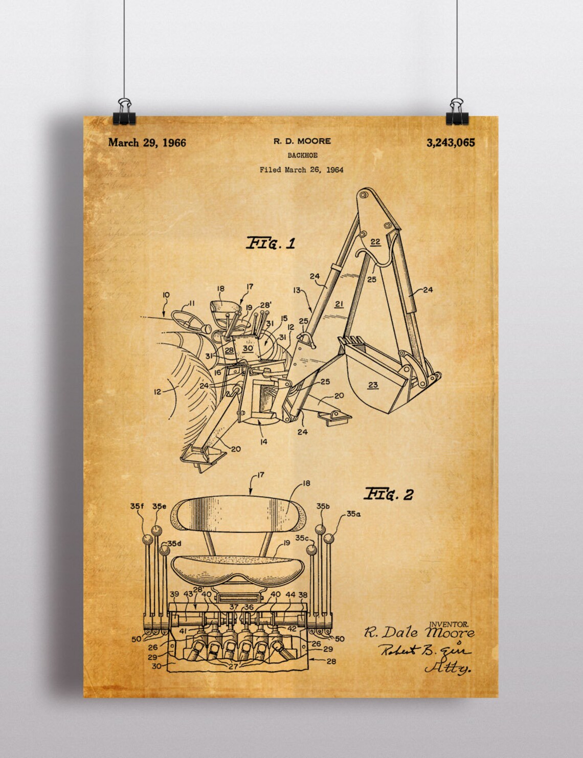 Backhoe 1966 Patent Print Backhoe Boom Blueprint - Etsy