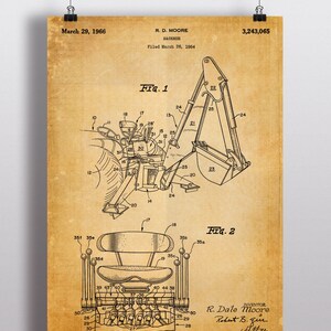 Backhoe 1966 Patent Print - Backhoe Boom Blueprint - Construction ...
