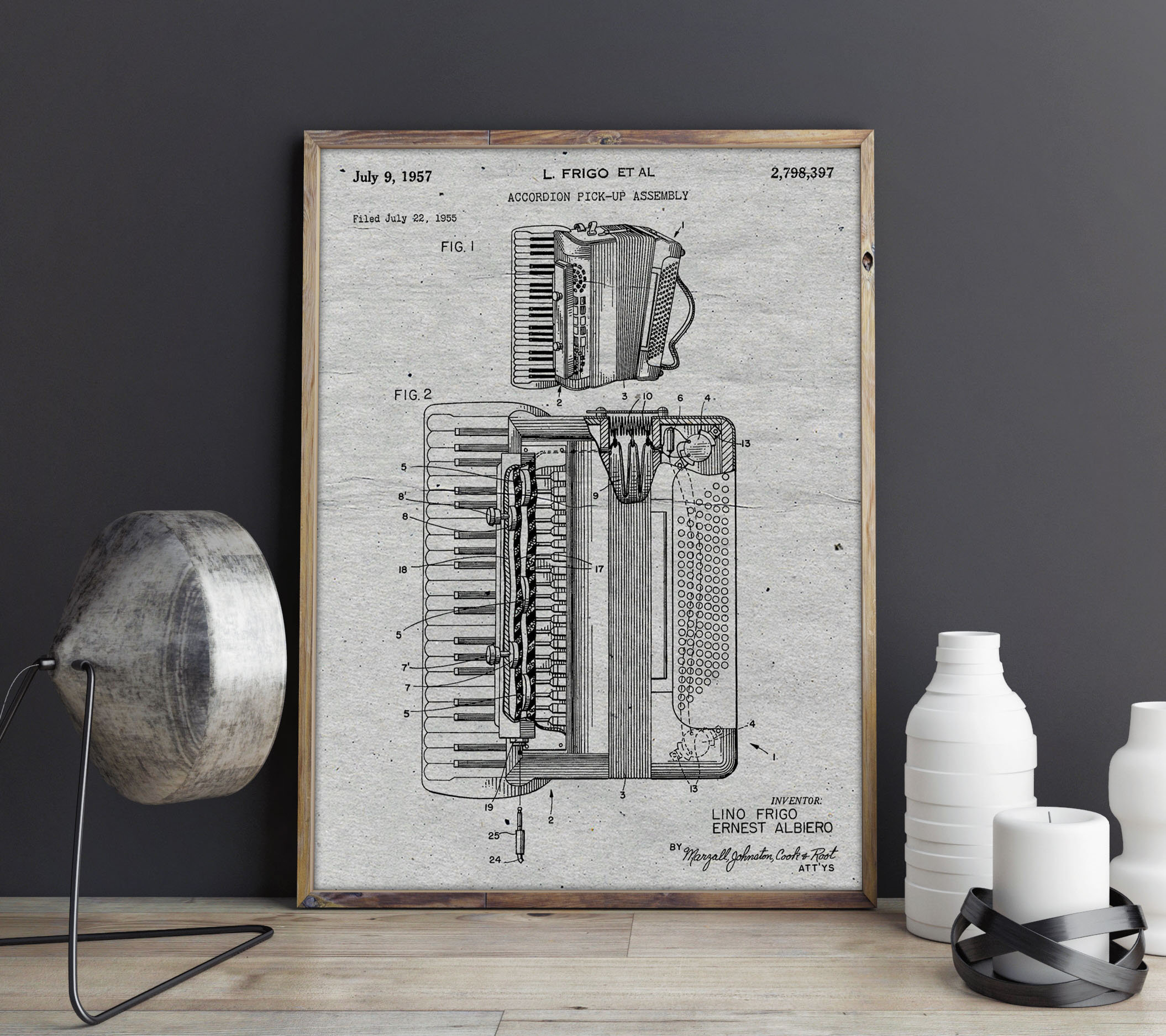 Accordion 1957 Patent Poster Accordion Blueprint Musical | Etsy
