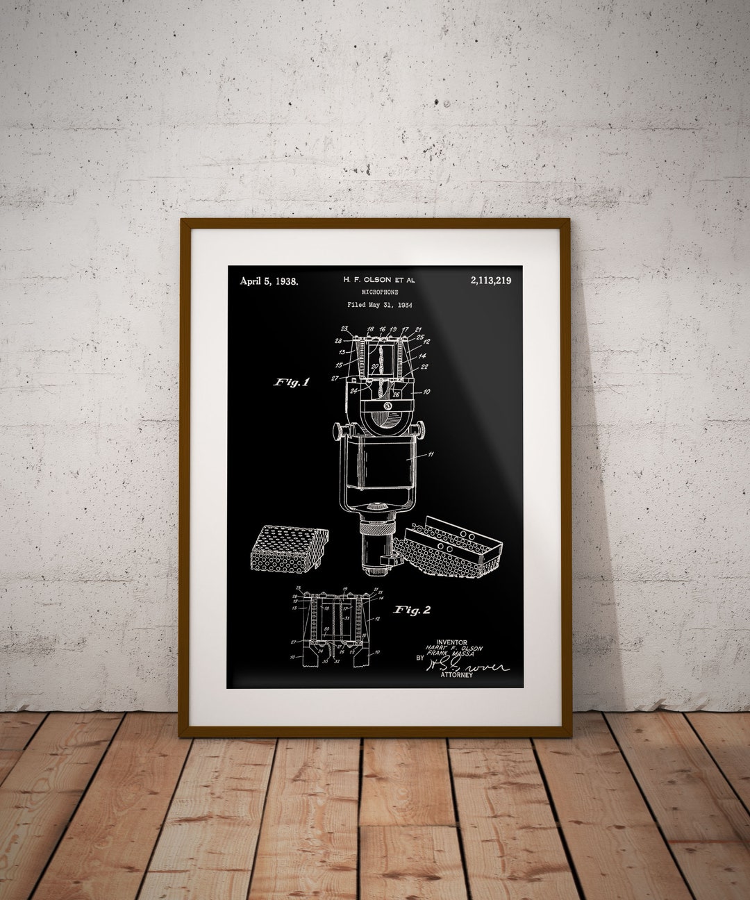 Microphone 1938 Patent Poster, Microphone Patent Print, Gift for ...