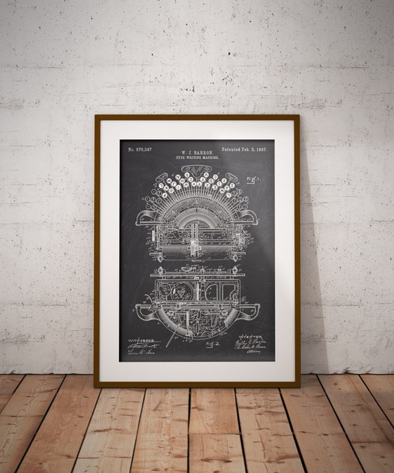 Type-writer Poster Typewriter Machine Typewriter Patent | Etsy