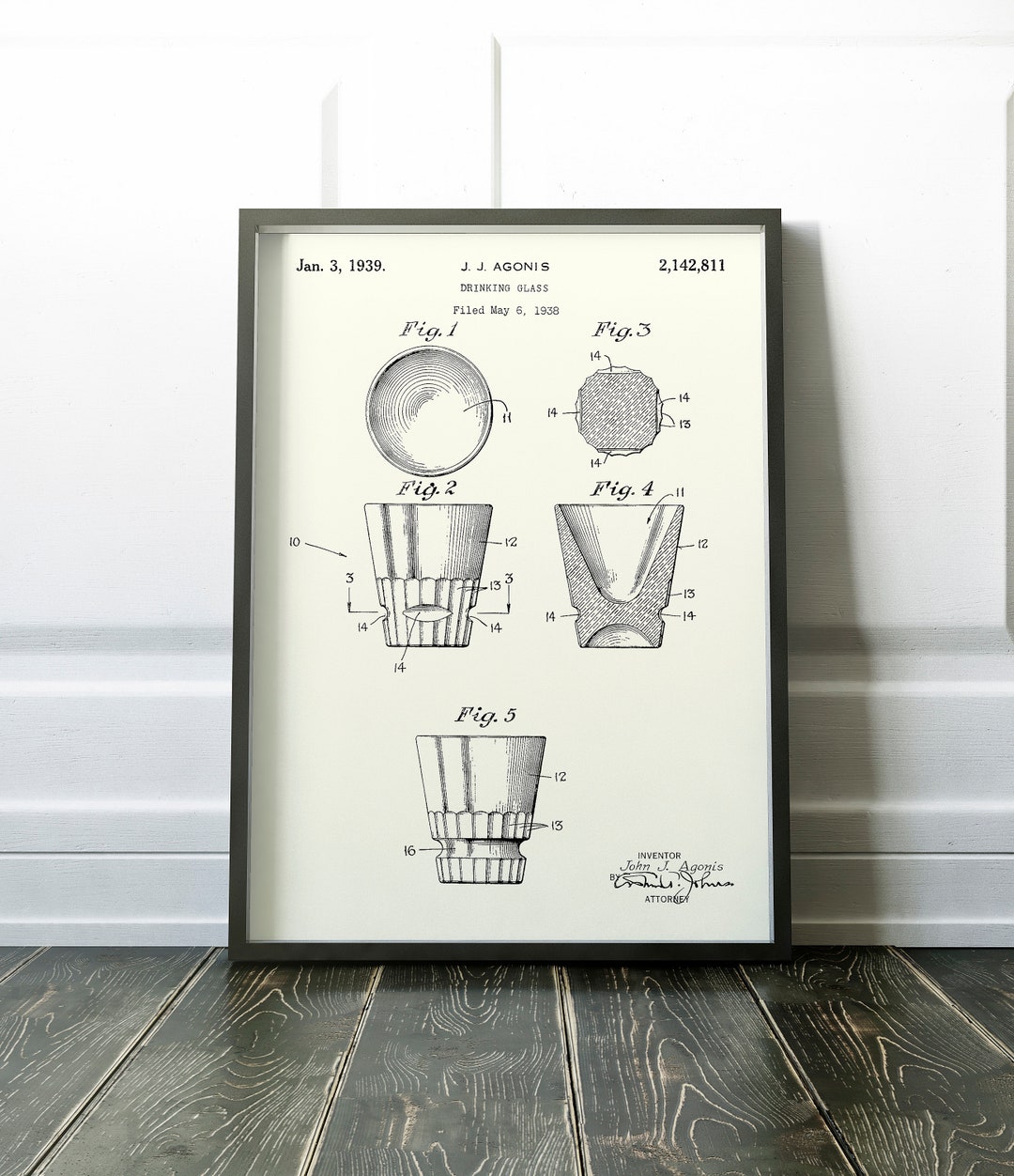 Whisky Glass Patent Print, Liquor Drinking Glass Blueprint, Gift for ...