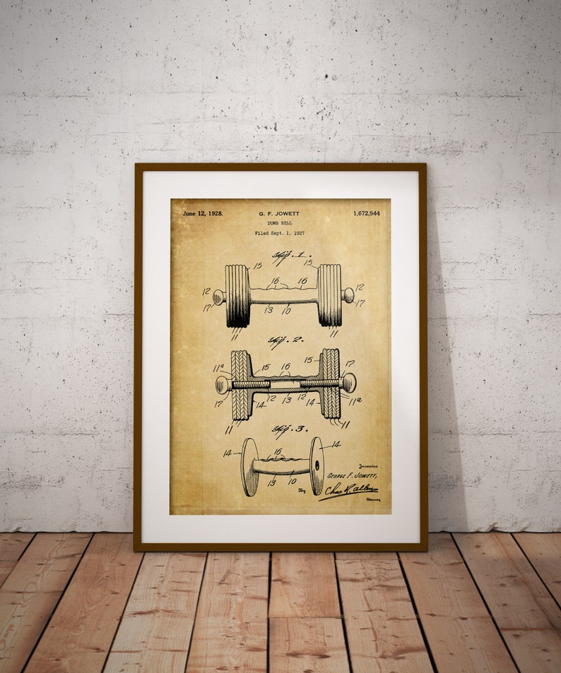 Dumbbell Print Dumbbell Patent Poster Gym Wall Decor - Etsy