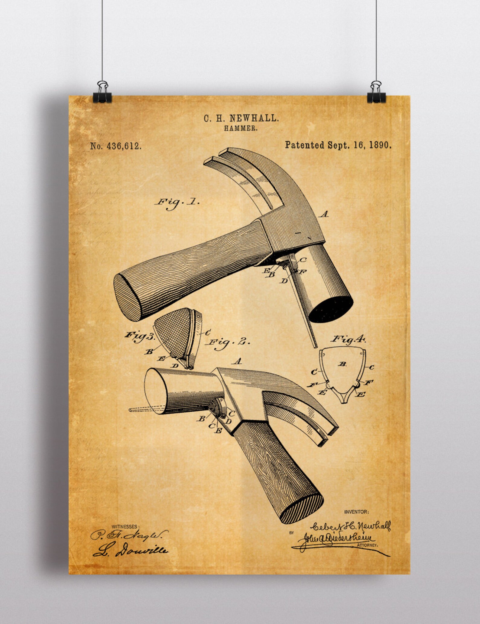Hammer 1890 Patent Print Hammer Patent Poster Joiners Hammer - Etsy