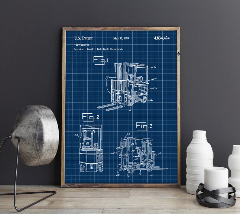 Lift Truck Patent Print Forklift Poster Fork Lift Truck | Etsy