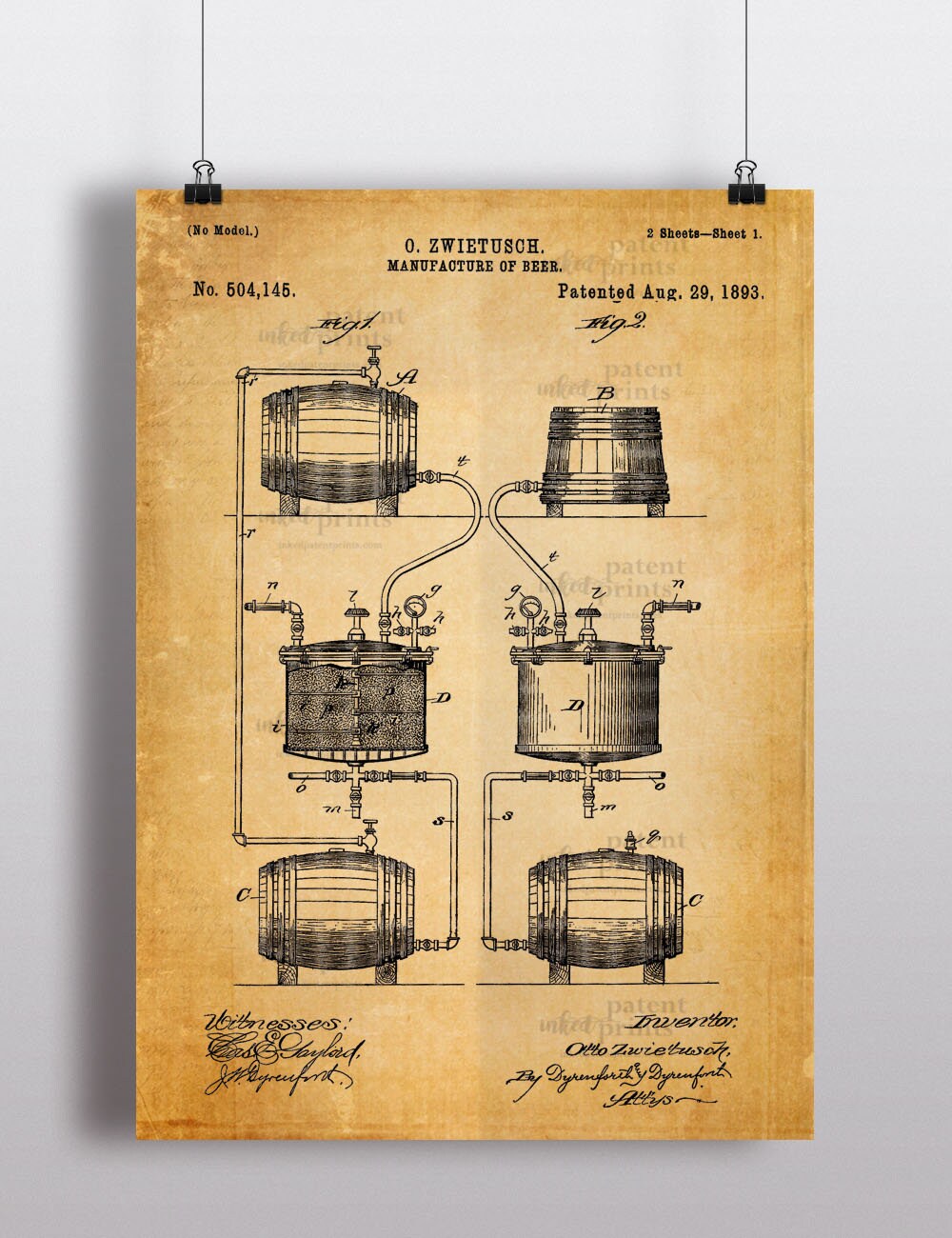 Beer Production Patent Poster Manufacturing Beer Patent | Etsy