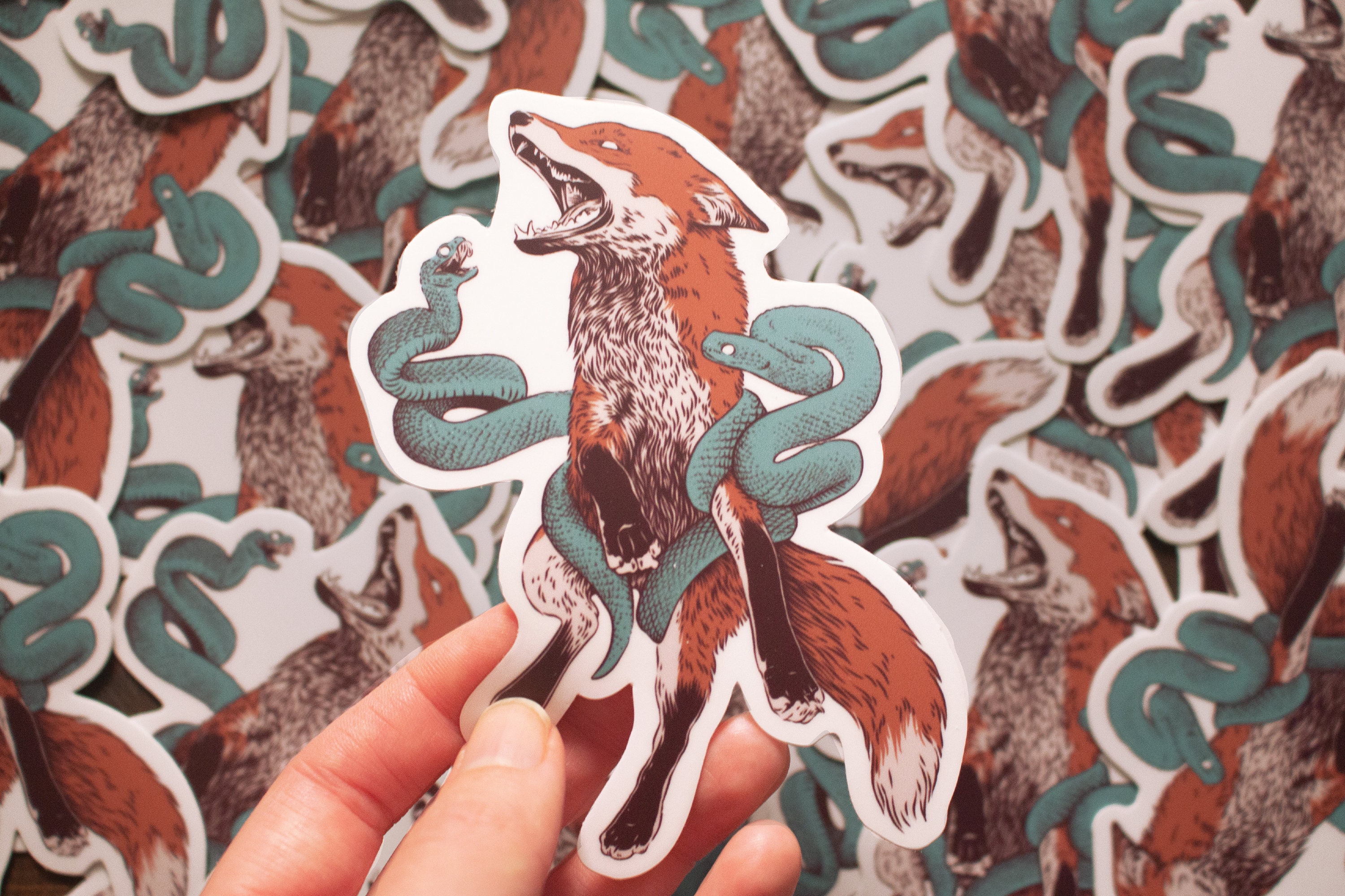 Fox and Snakes Vinyl Sticker 3.5x4.5 | Etsy